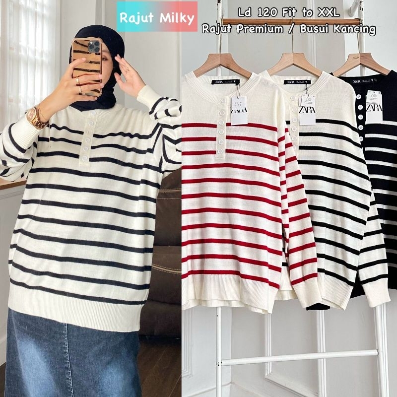 Jual Zara Sweater Rajut Milky KIYOMI FEMME hand tag label ZARA ...