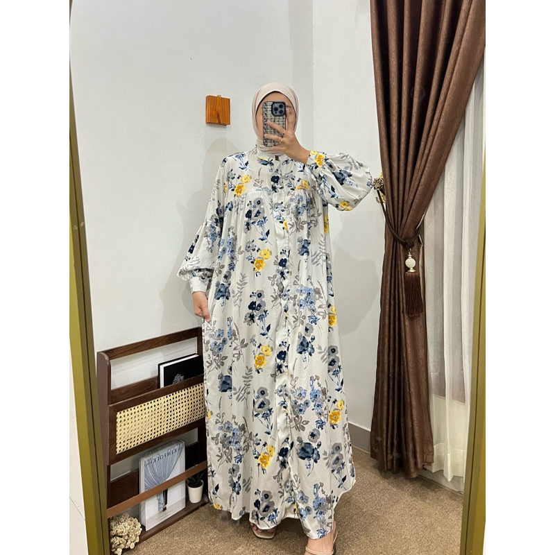 Jual GAMIS SAMARA Rayon Salur Lengan Balon | Shopee Indonesia