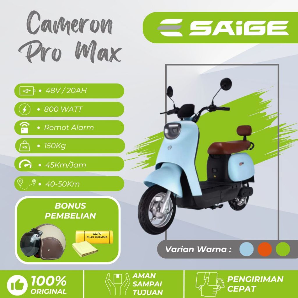Jual Sepeda Listrik SAIGE Cameron Pro Max 48V/20Ah 800 Watt (Garansi ...