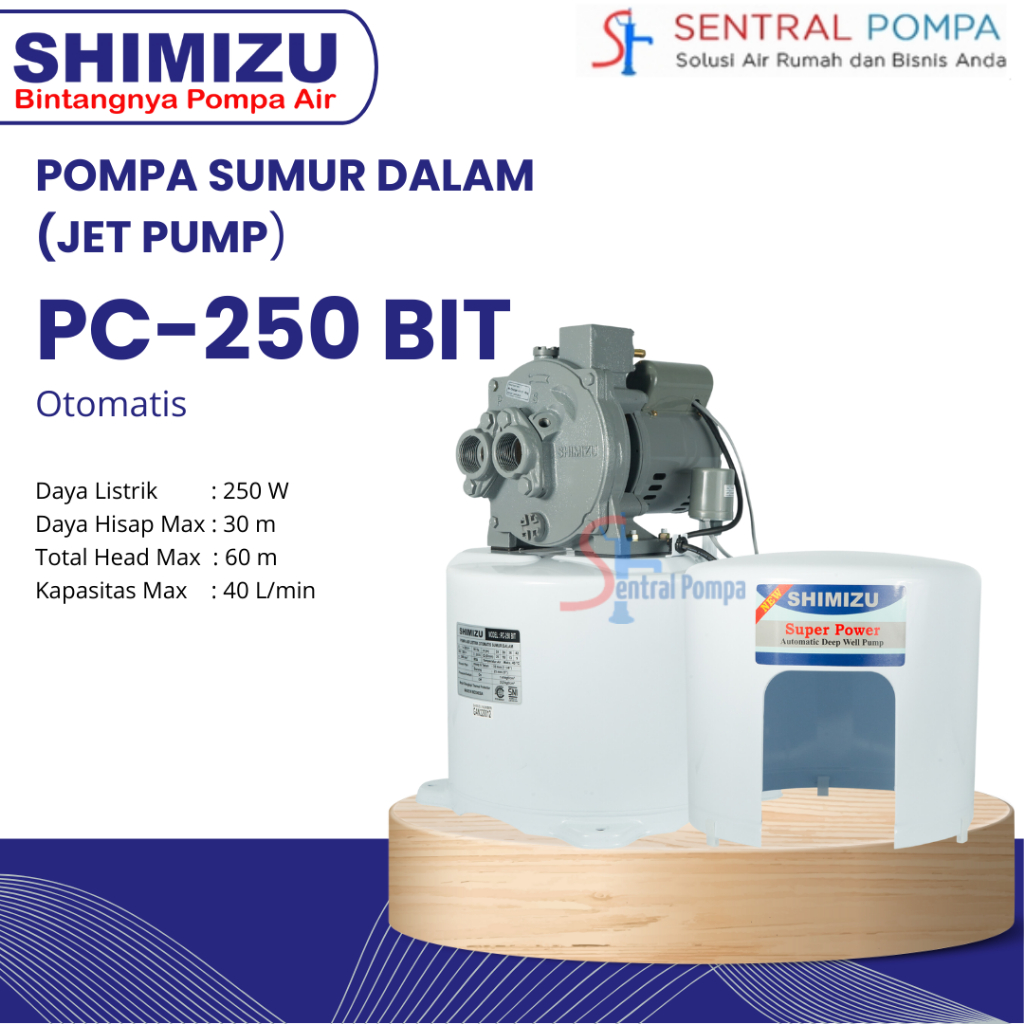 Jual Shimizu PC-250 BIT Pompa Sumur Dalam / Jetpam / Jet Pump 250 watt PC 250 tabung bawah ...