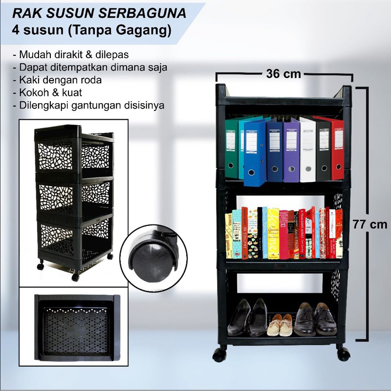 Jual Rak Susun Tingkat Plastik Serbaguna 4 susun/Rak apartemen ...