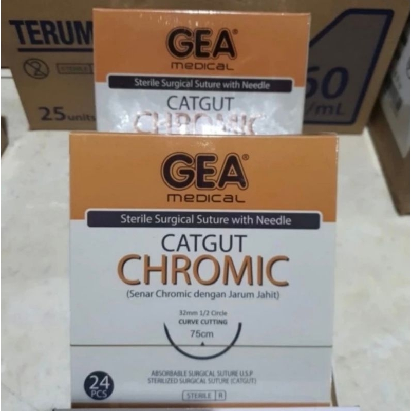 Jual Cromic Catgut dengan Jarum GEA / Chromic Catgut / Benar Senar ...