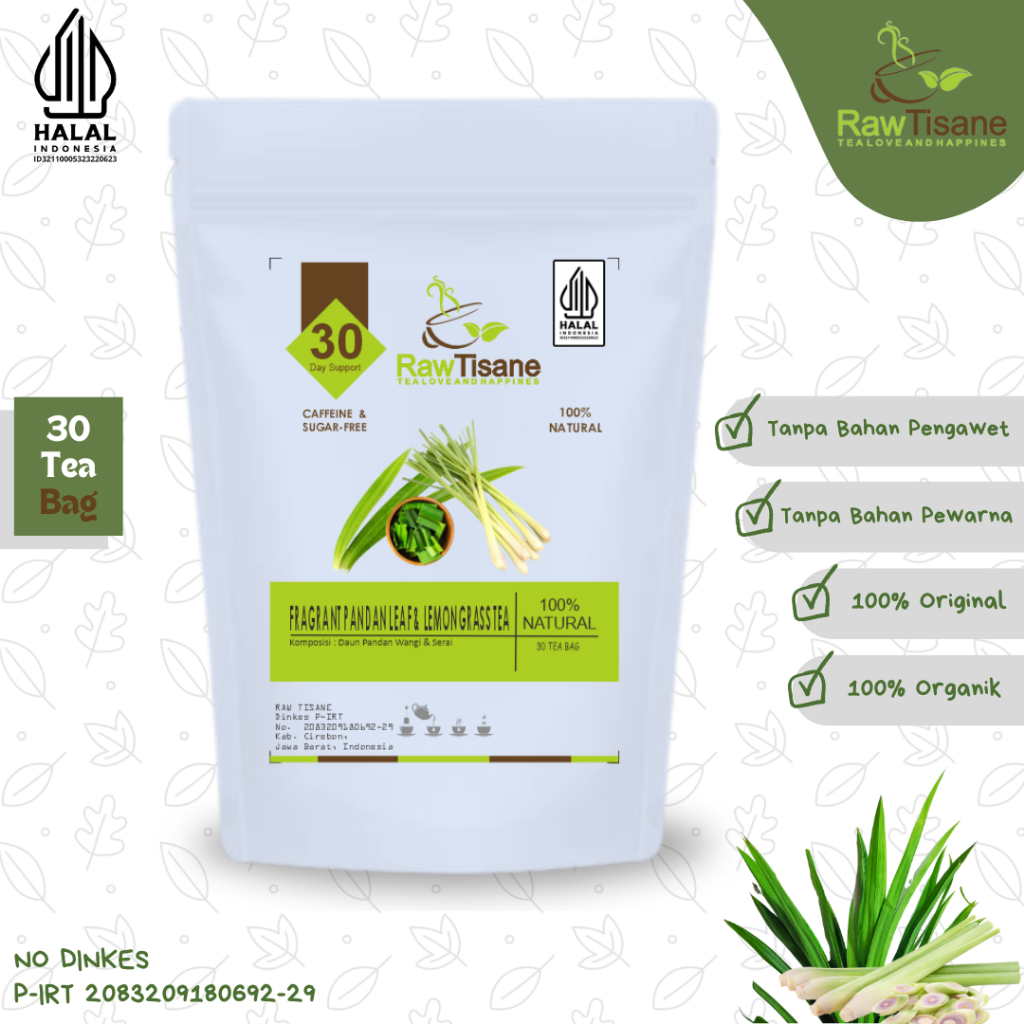 Jual RAW TISANE Fragrant Pandan Leaf With Lemongrass Tea : Teh Daun ...
