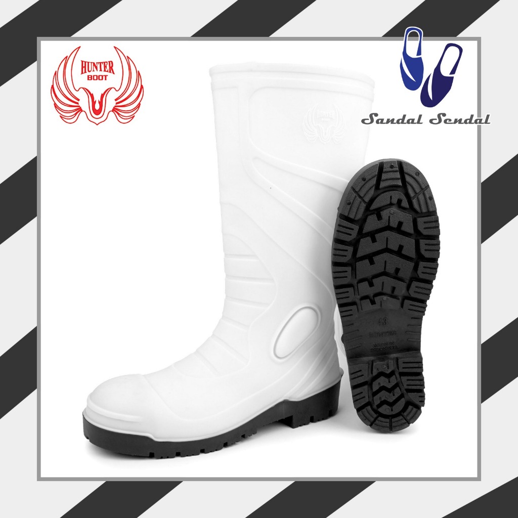 Jual Sepatu Boot Tinggi Hunter Safety 1 Putih | Shopee Indonesia