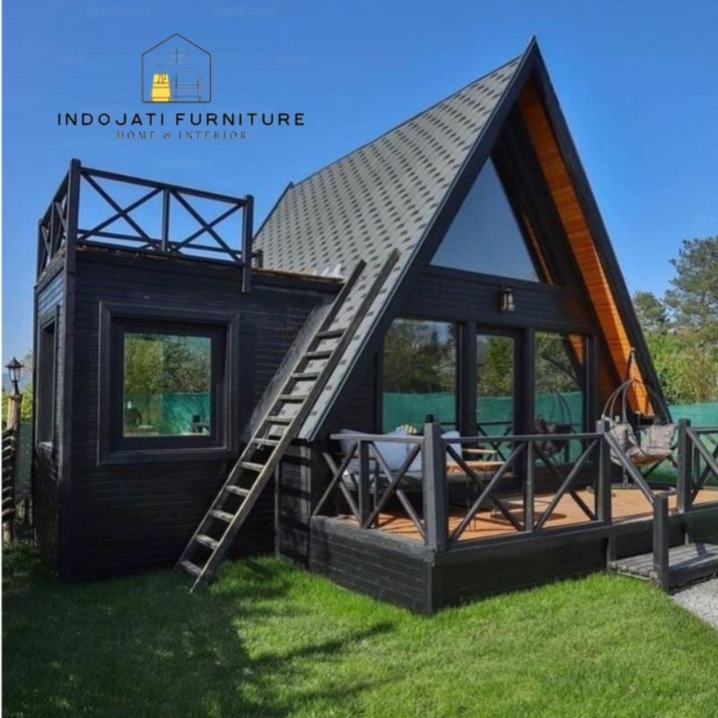 Jual rumah segitiga kayu minimalis kayu jati model elegant | Shopee ...