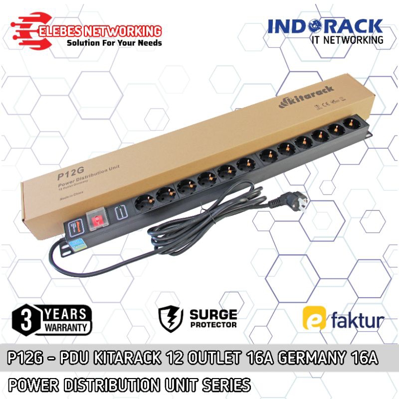 Jual P12G PDU KITARACK 12 Outlet 16A Germany Power Distribution Unit ...