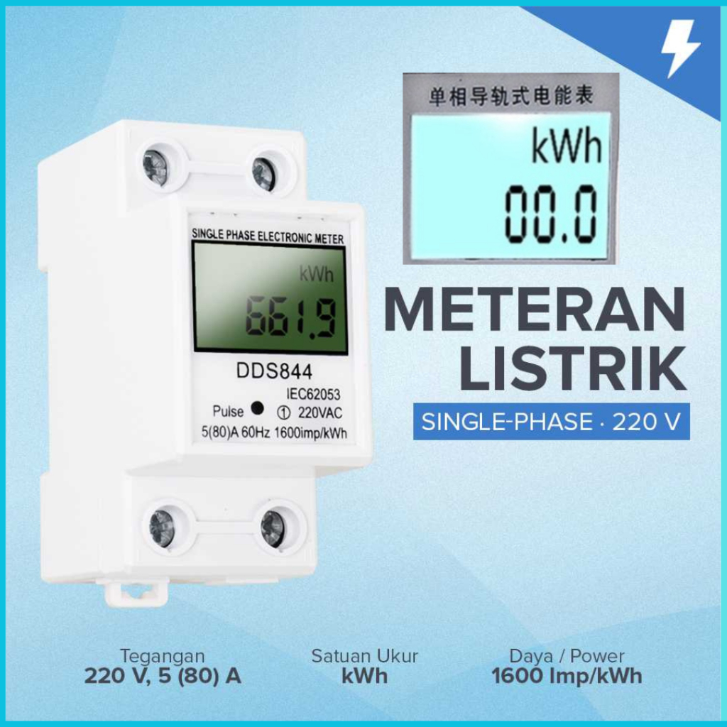 Jual 80A 220 V Meteran Listrik Digital Din Rail kWh Meter Single-Phase ...