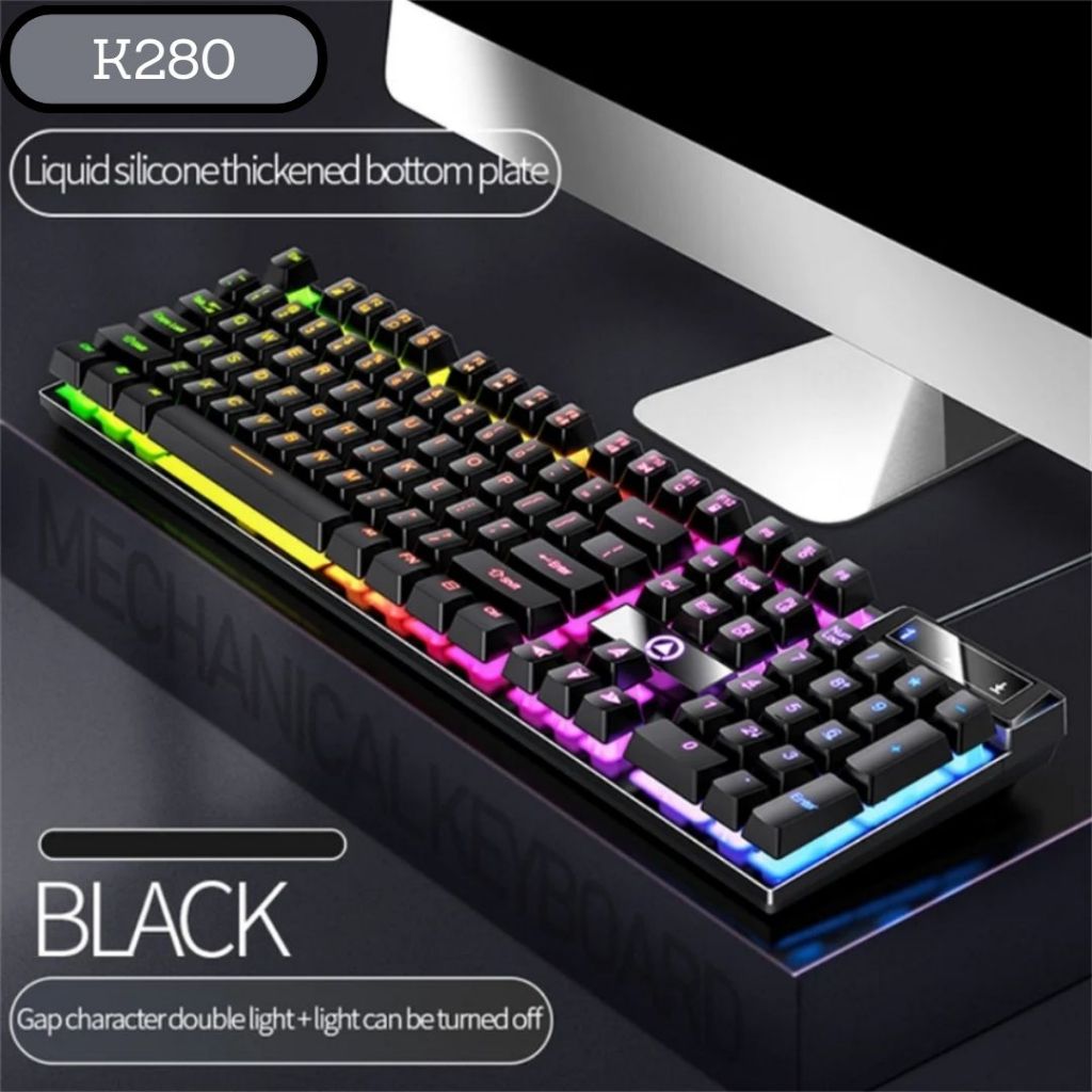 Jual Keyboard Gaming K280 RGB LED Lampu Warna Mechanicel Kabel ...