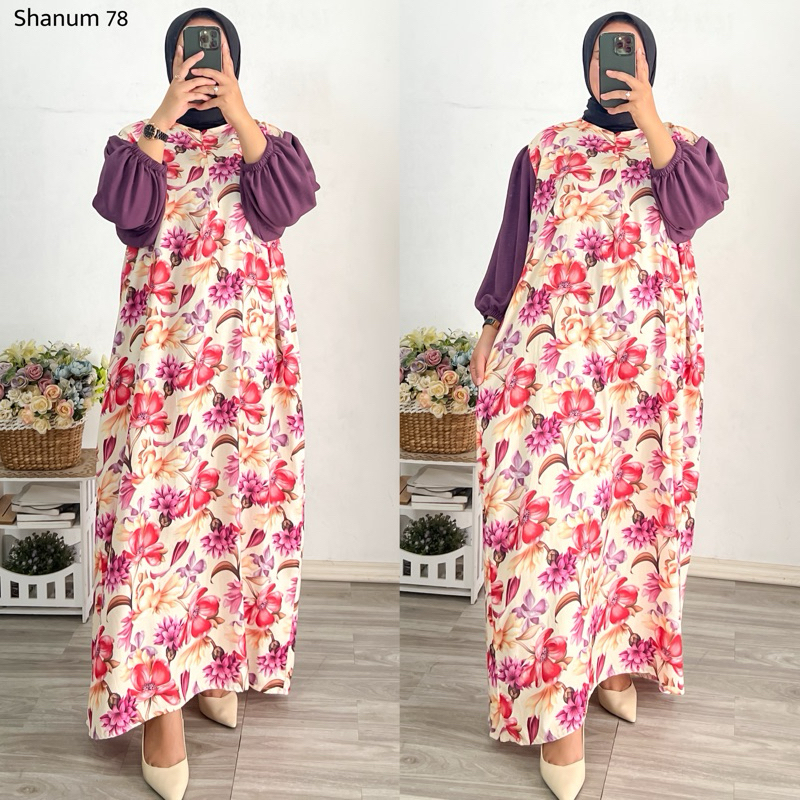 Jual SHANUM DRESS / Gamis Rayon Kombinasi / Gamis Rayon Motif Busui ...