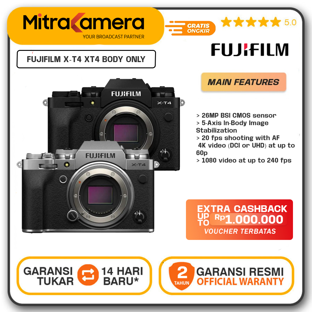 Jual Fujifilm X-T4 Xt4 Body Only Resmi | Shopee Indonesia