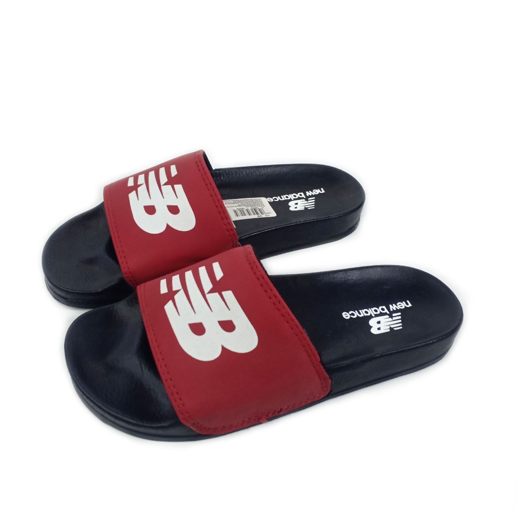 Jual Sandal slide Casual New Balance pria wanita selop slip on hitam ...