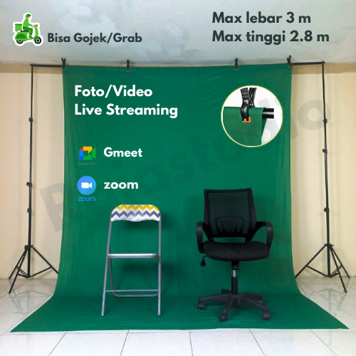 Jual Stand Portable Stand backdrop tinggi 3m x lebar 2.8m + green ...