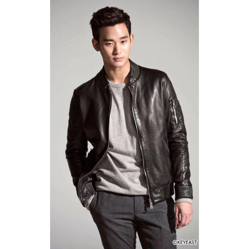 Jual Kim Soo Hyun Leather Jacket Replika Jaket Kulit Pria Baek Hyun Woo ...