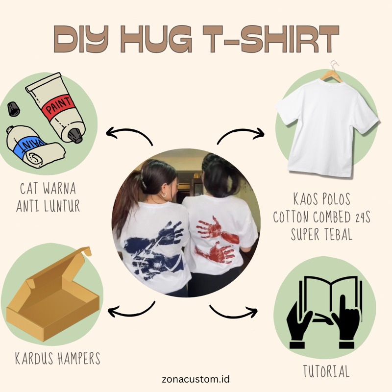Jual Hug Tshirt DIY Kit | Kaos Hug Viral | Tshirt Hug | T Shirt Hug DIY | Baju Hug Kiss | Tshirt ...