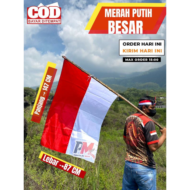 Jual Bendera Merah putih ukuran 150x100 Bendera Merah putih ukuran ...