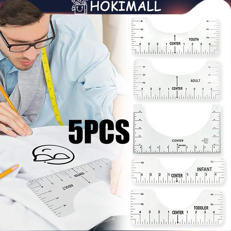 Jual 5PCS Penggaris Pengukur Desain Model Round Neck TShirt Ruler ...