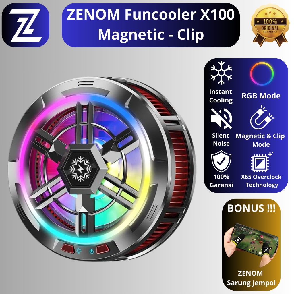 Jual ZENOM Funcooler X100 Fan Cooler HP Magnet Clip Pendingin HP Tablet ...