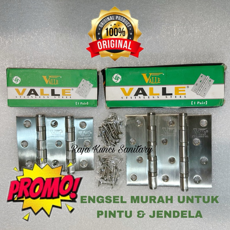 Jual Engsel Pintu/ Engsel Jendela/ VALLE/ 3 Inch/ 4 Inch/ 3”/ 4 ...