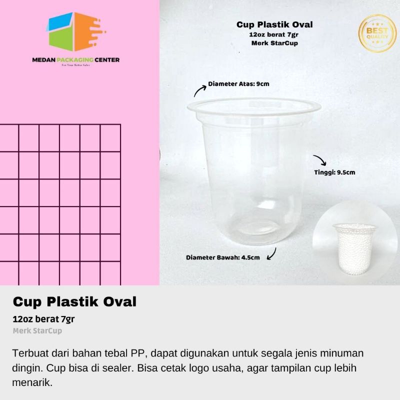 Jual Cup Plastik PP oval StarCup 12oz , 14oz , 16oz / Gelas Plastik ...
