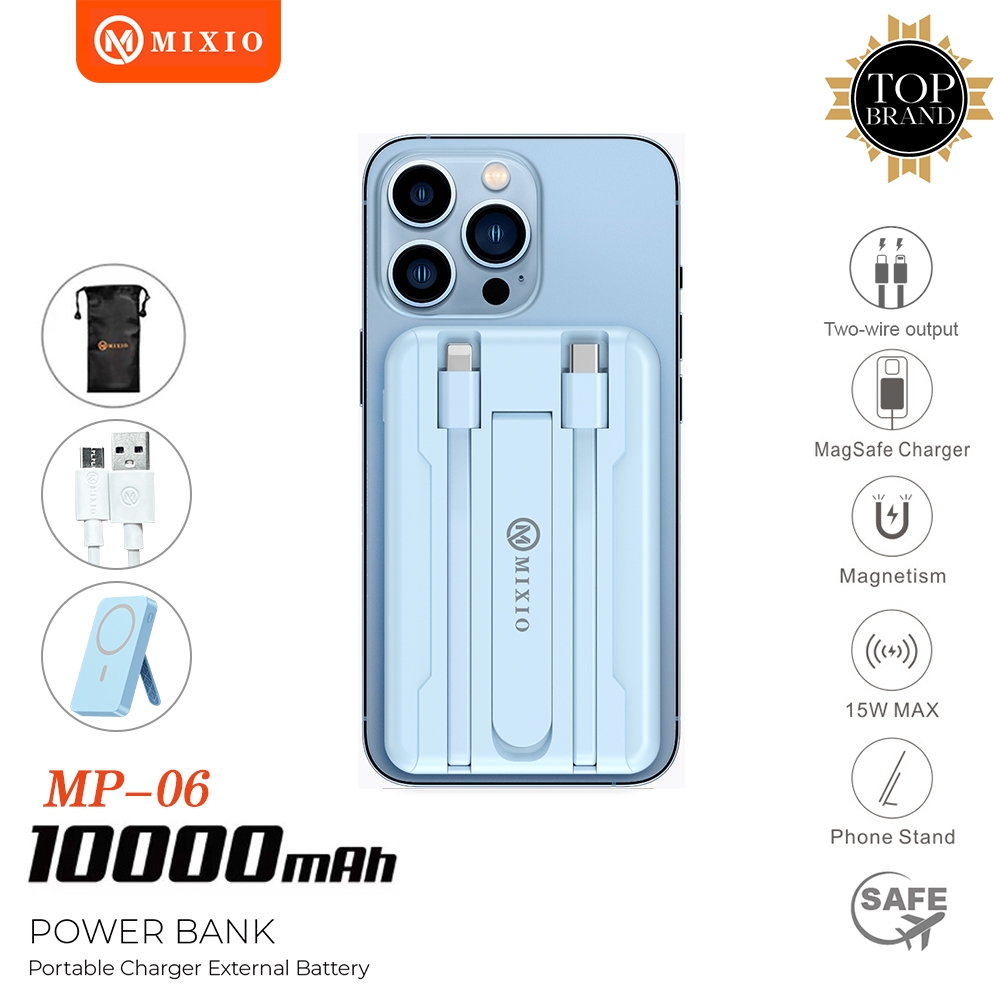 Jual MIXIO MP-06 WIRELESS POWER BANK 10000MAH MAGNETIC MAGSAFE 20W FAST CHARGING TYPE C PD BUILD ...