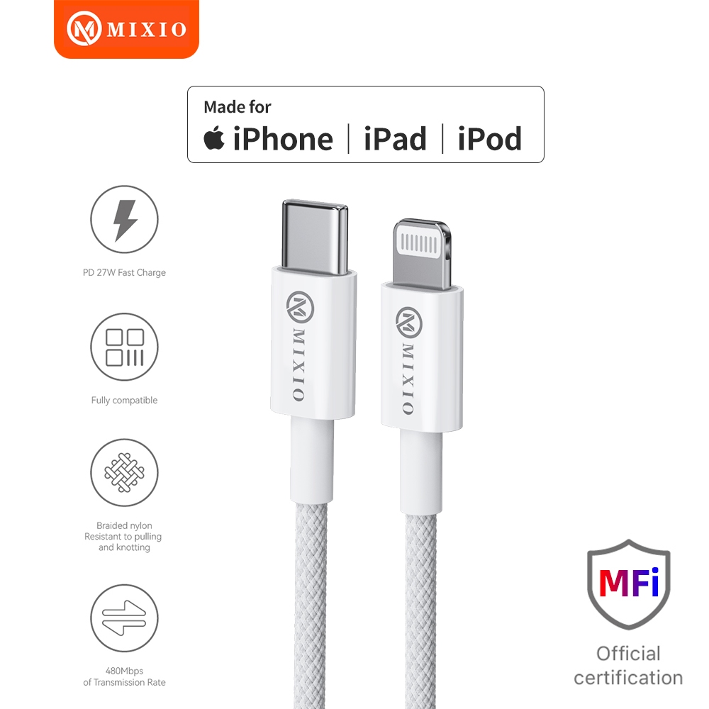 Jual MIXIO MFi Kabel Data iPhone iPad Type C to Lightning 11 12 13 14 Fast Charging | Shopee ...