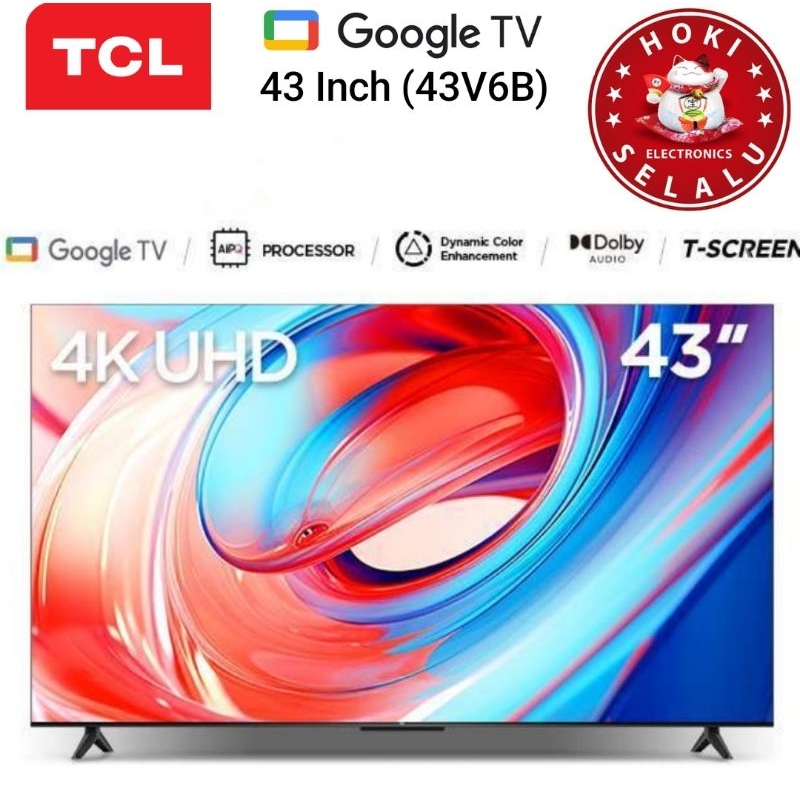 Jual [Google TV] TCL Smart LED Google TV 43 Inch 43V6B 4K UHD HDR T Screen Dolby Audio Digital ...