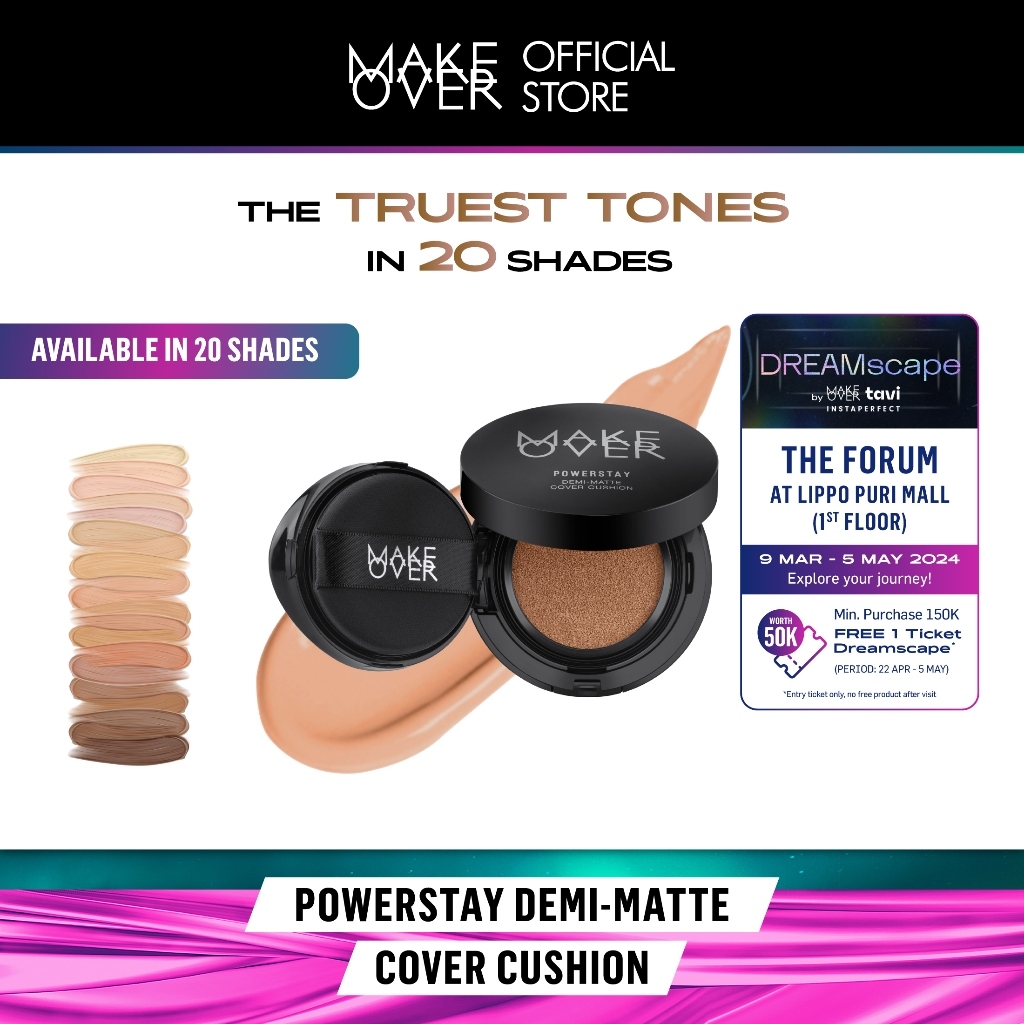 Jual MAKE OVER Powerstay Demi-Matte Cover Cushion W33 Honey Beige 15g ...