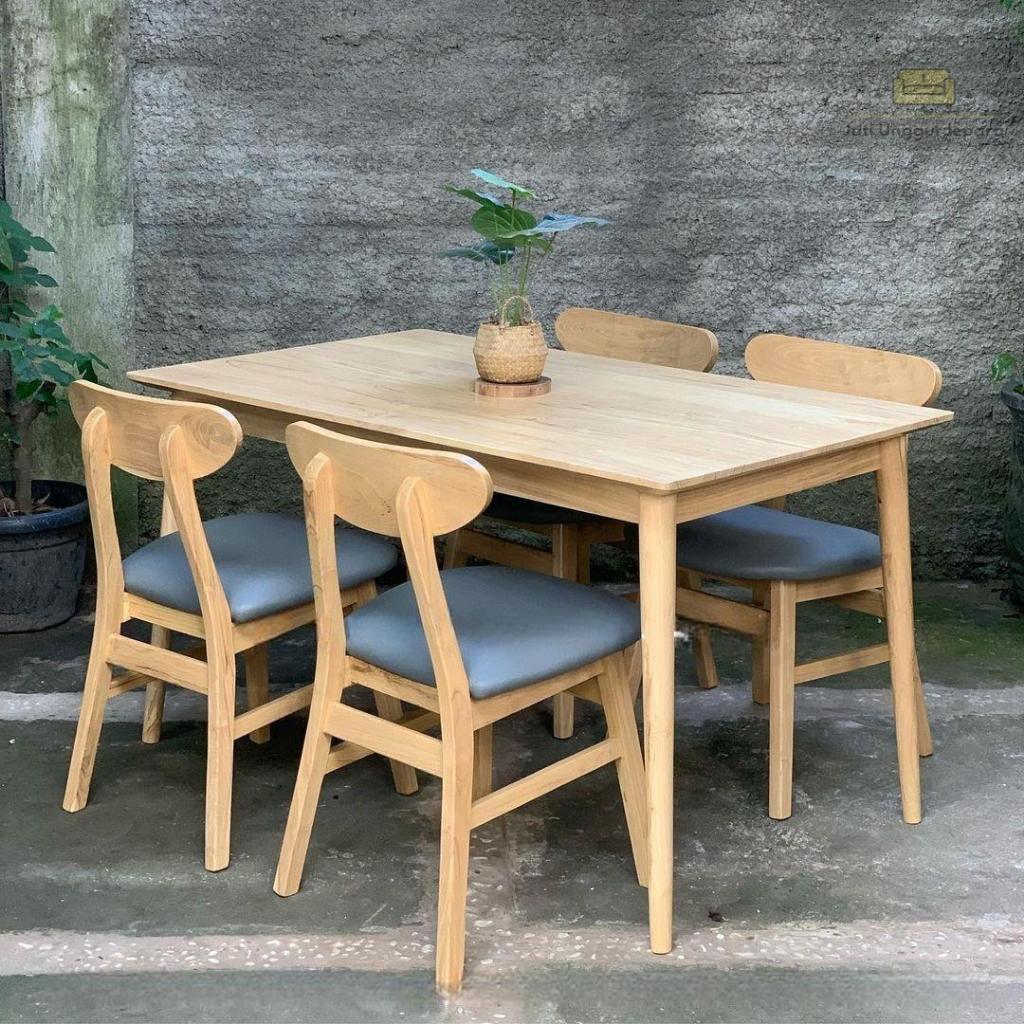 Jual SET MEJA MAKAN KURSI ROPAN UKURAN 120-140CM KURSI KAYU JATI(TEBAL ...