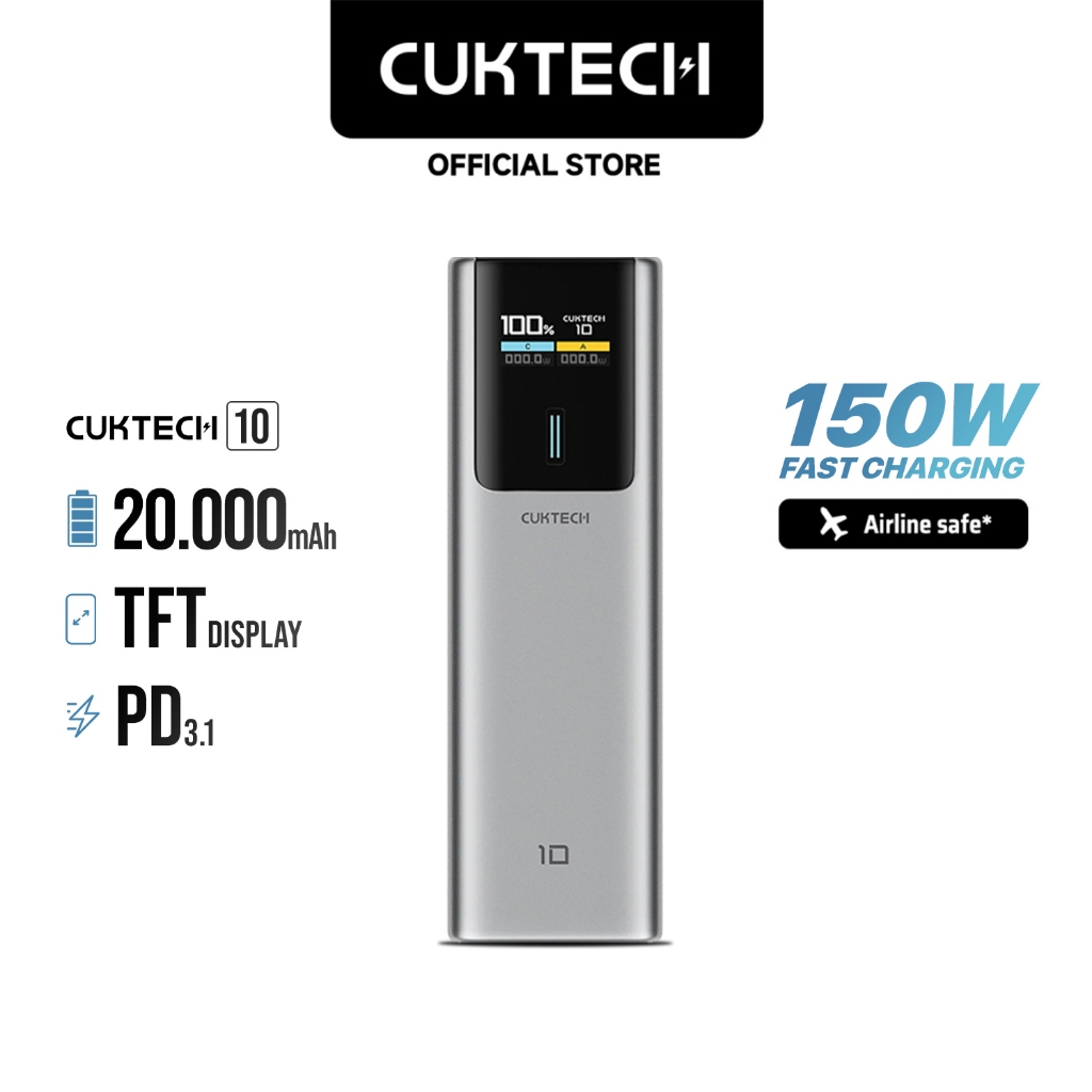 Jual Cuktech 10 Power Bank 10000mAh 150W USB Type-C Fast Charging | Shopee Indonesia