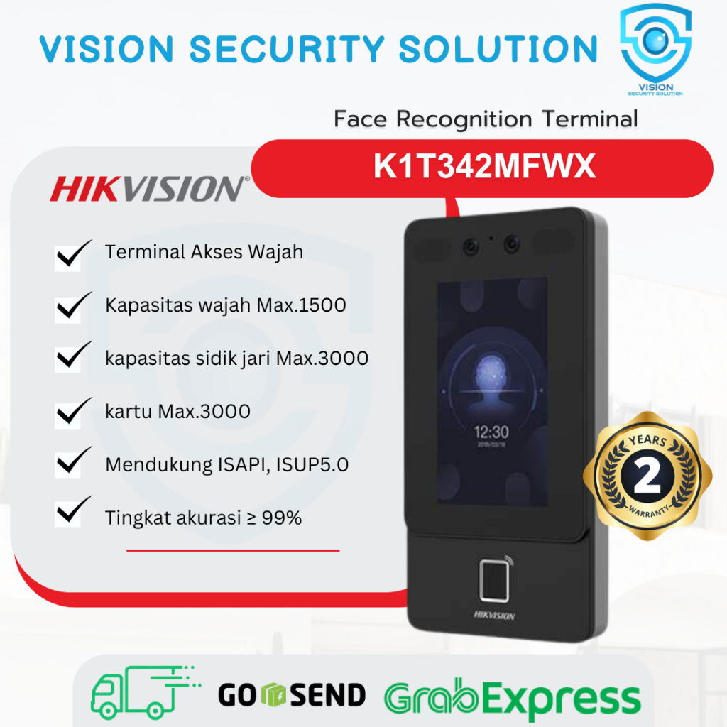 Jual Hikvision Access Control Door DS-K1T342MFWX Absensi Fingerprint ...