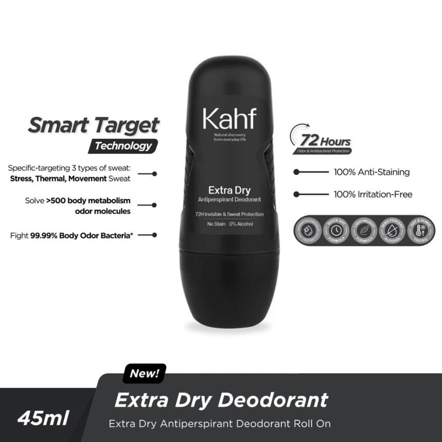 Jual KAHF Antiperspirant Deodorant Roll On Extra Dry 45ml (Hitam ...
