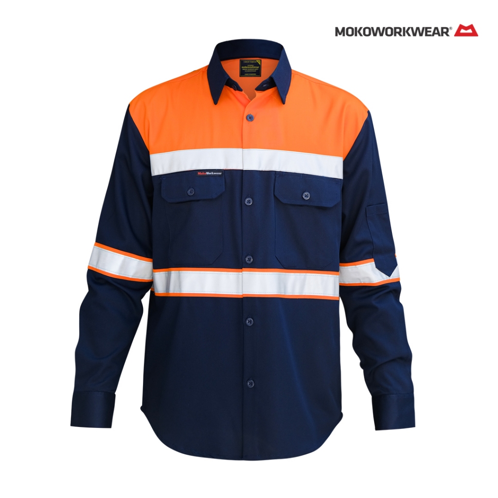 Jual WEARPACK SAFETY PREMIUM MOKOWORKWEAR ORANGE / ORANGE & NAVY BLUE ...