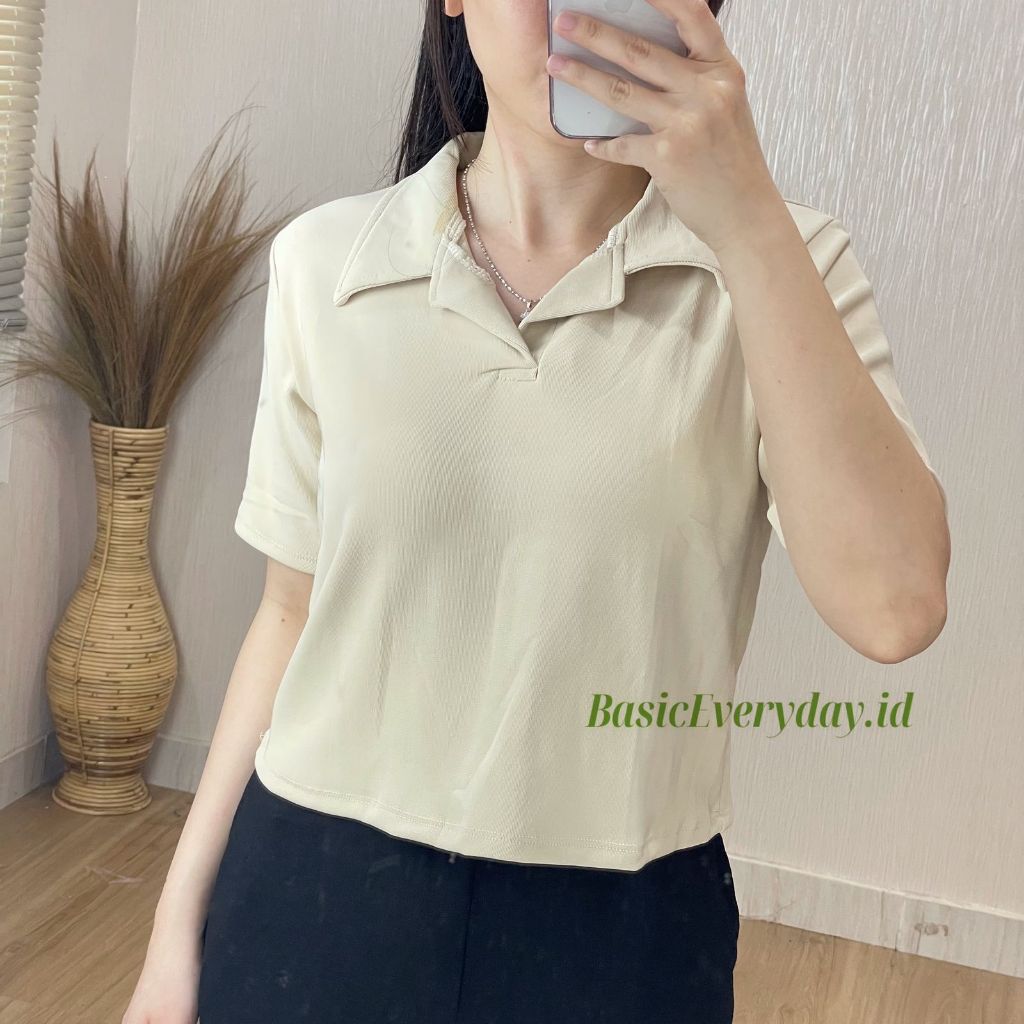Jual BasicEveryday Basic Polo Crop Top Wanita Baju Polo Shirt BE01 | Shopee Indonesia