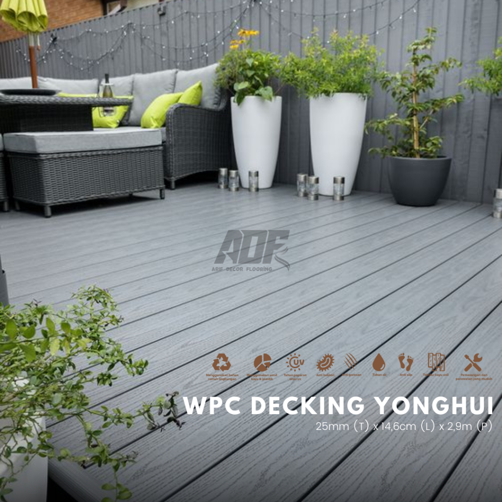 Jual wpc decking outdoor yonghui panjang 2,9m dekorasi lantai taman ...