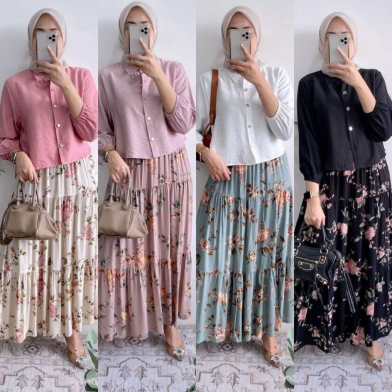 Jual BAJU SETELAN ROK REMPEL SUSUN ONESET ROK KALEA LINEN | Shopee ...