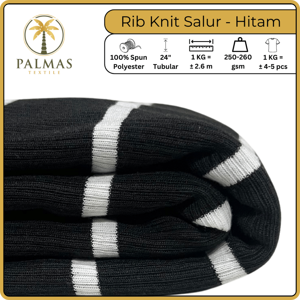 Jual Kain Rib Knit Salur - Hitam (Bahan Kaos) | Shopee Indonesia