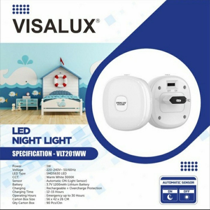 Jual Visalux VLT201WW 1200mAH Lampu Tidur LED Dengan Sensor Otomatis On ...
