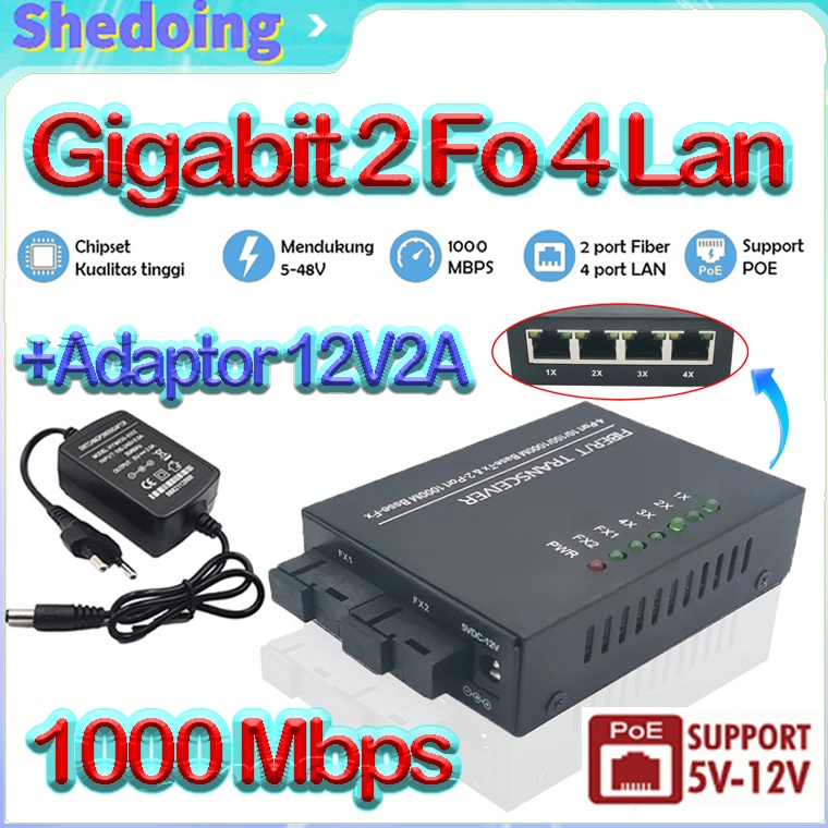 Jual Paling Dicari POEGigabit Media Converter Gigabit 2 FO 4 LAN 2G4E Htb Gigabit Htb 2 FO 4 LAN ...