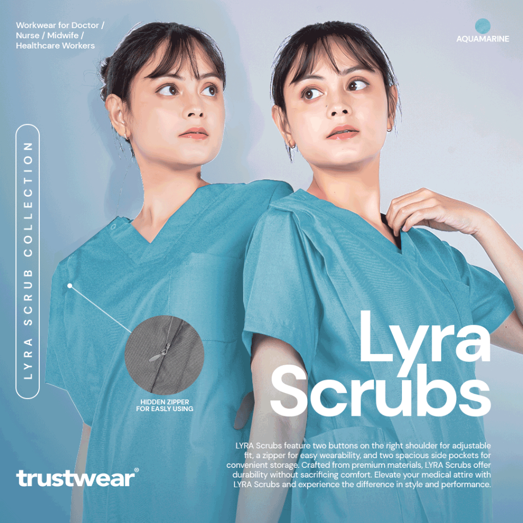 Jual TRUSTWEAR - Lyra Basic Single Breasted Doctor's Scrub/Set Baju Celana Jaga OKA OK Perawat ...