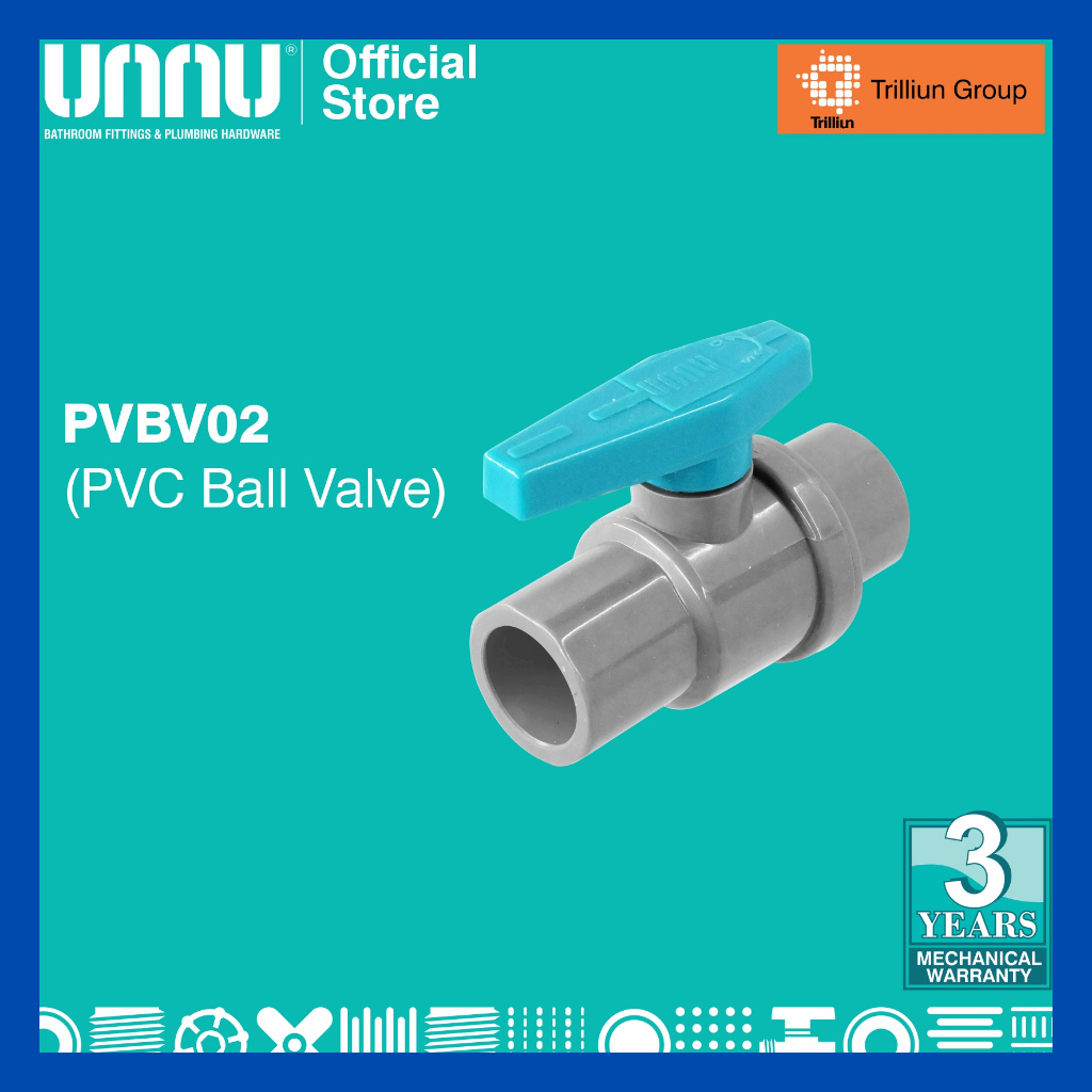 Jual Sanitary UNNU PVC Stop kran/stop keran Ball Valve - PVBV02 1/2'' sampai 2'' gagang biru ...