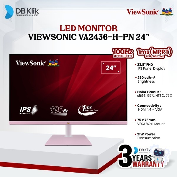 Jual Led Monitor Viewsonic VA2436-H-PN 24" IPS Fhd 100Hz 1ms Hdmi Vga ...