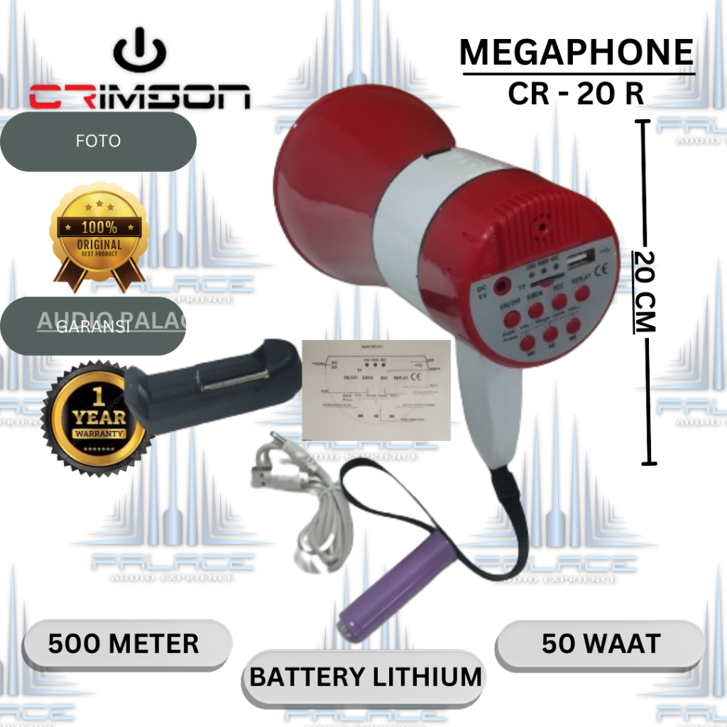 Jual toa tangan pengeras suara CRIMSON HAND HELD megaphone CR-20R ...