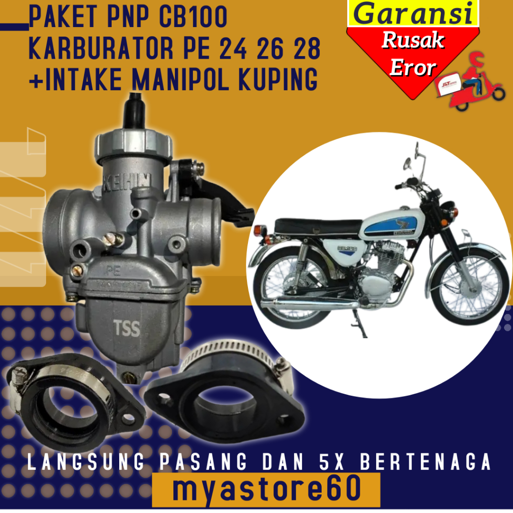 Jual Paket Tinggal Pasang CB100 Langsung Pasang!!! Karburator Karbu KEIHIN PE 24 PE 26 PE 28 ...
