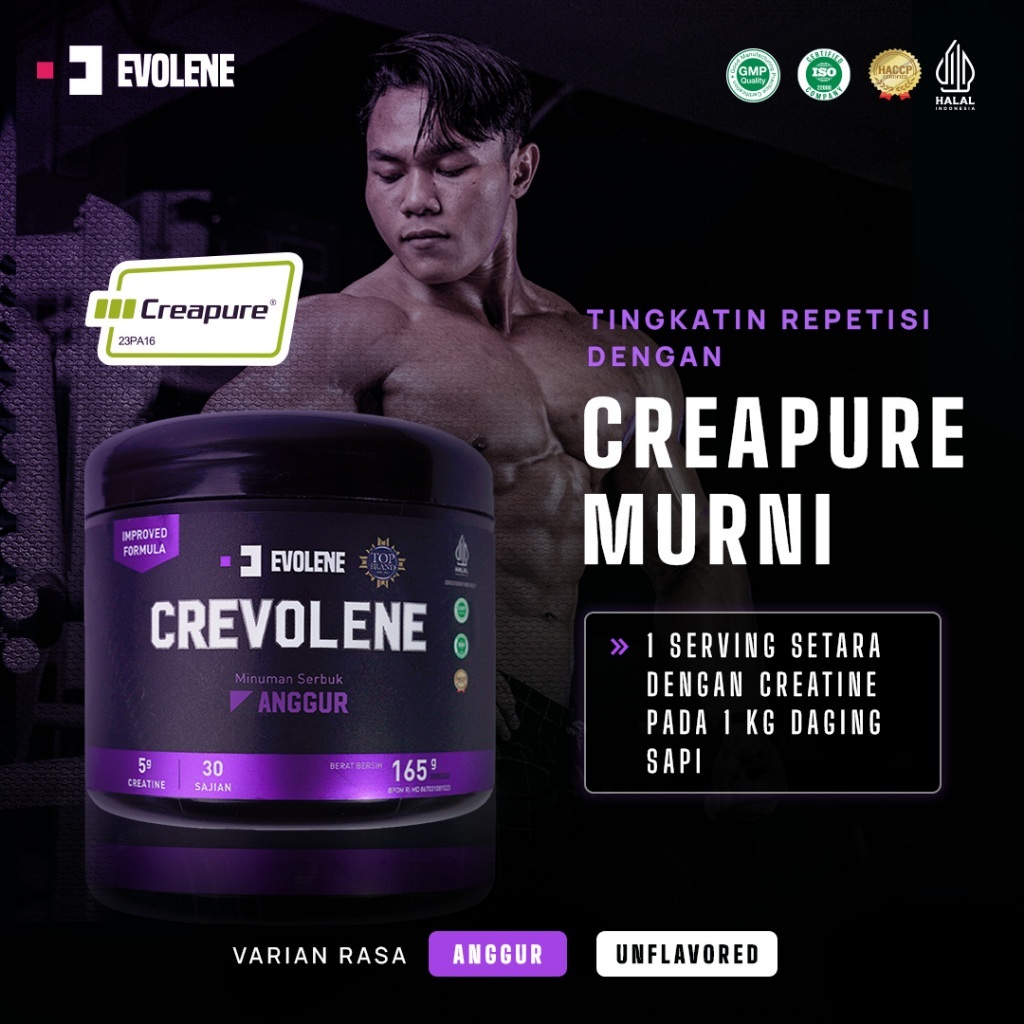 Jual Evolene Crevolene Creatine 60 serving Rasa Anggur (Improved ...