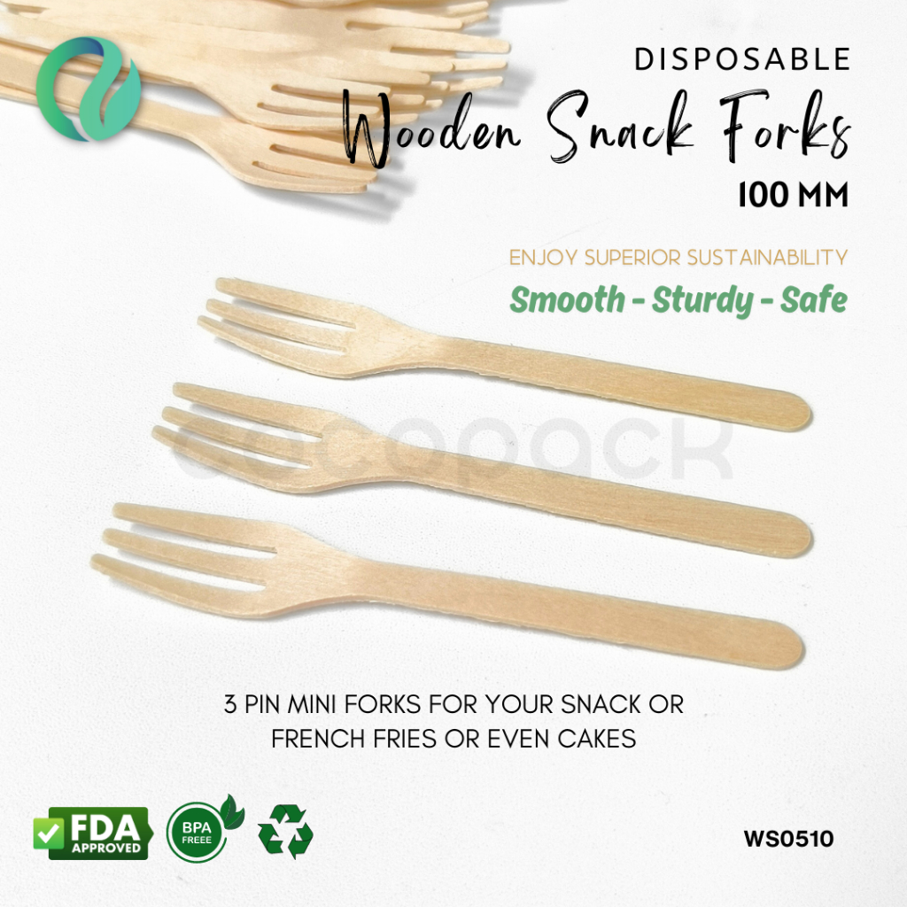 Jual Garpu Kayu Japanese Style Disposable Wooden Snack Fork 10 CM (100 ...