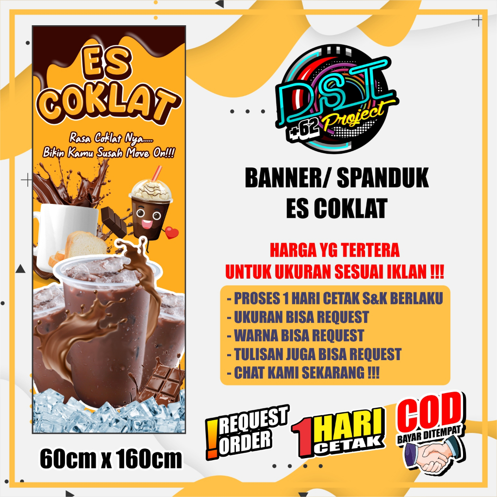 Jual BANNER / SPANDUK ES COKLAT MODEL BARU 60cm x 160cm | Shopee Indonesia