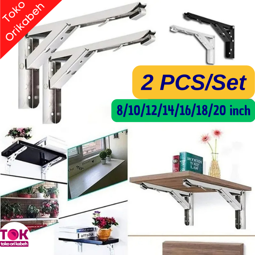 Jual BRKT Tatakan Rak Papan Ambalan Minimalis Bracket Engsel Segitiga ...