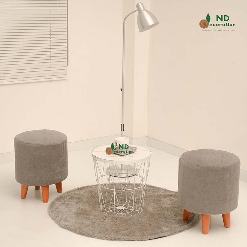 Jual Paket set meja storage besi + 2 kursi stool / storage table / puff ...