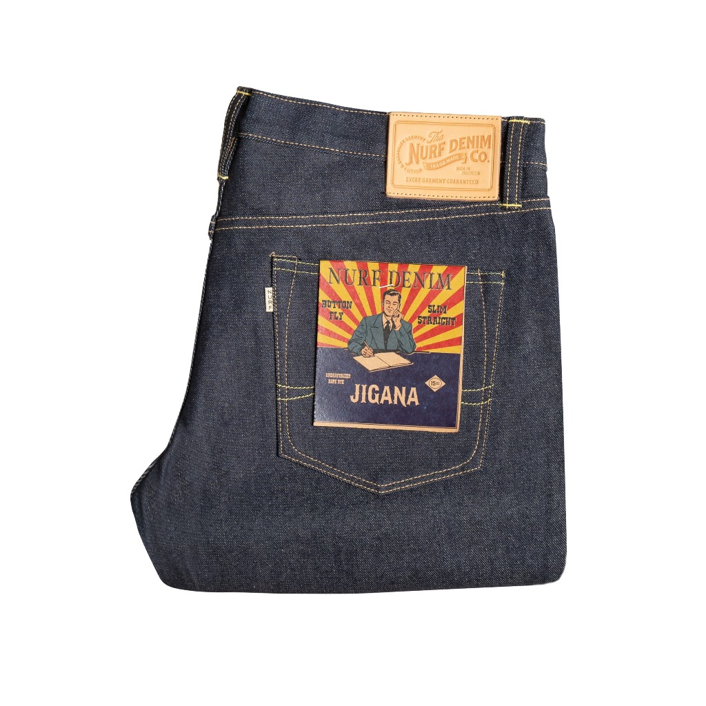 Jual Nurf Denim - JIGANA - 15 oz - Deep Indigo - Denim Selvedge Accent ...