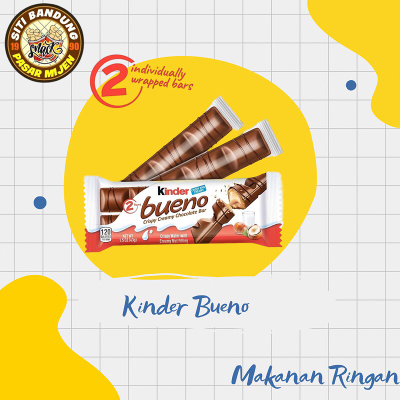 Jual KINDER BUENO - CRISPY CREAMY CHOCOLATE & HAZELNUT BAR (2 BAR/PACK ...
